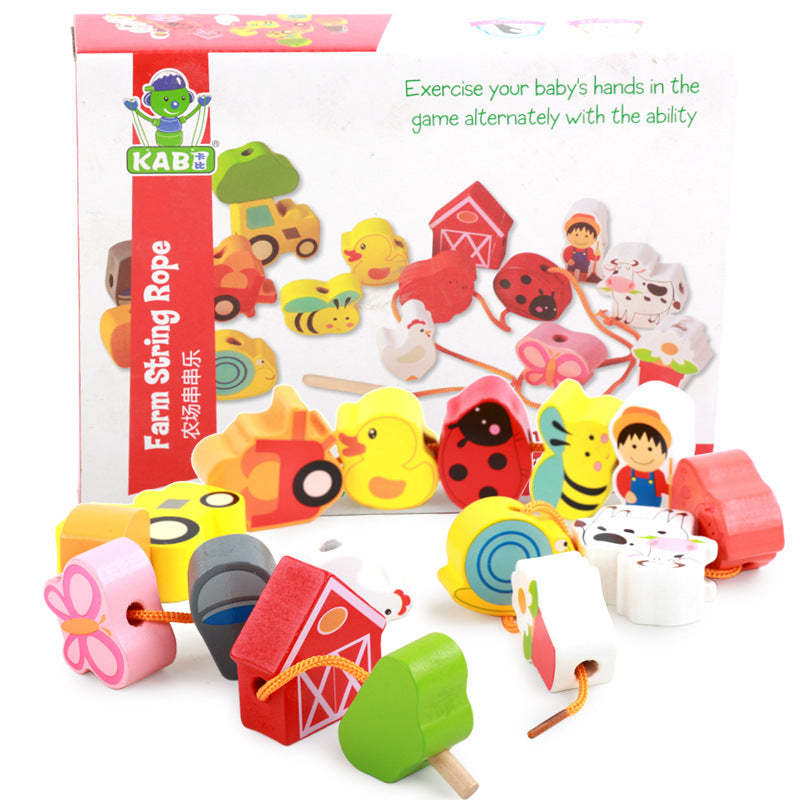 Farm and Animals Theme Wooden Beads Threading Toy – HAPPY GUMNUT