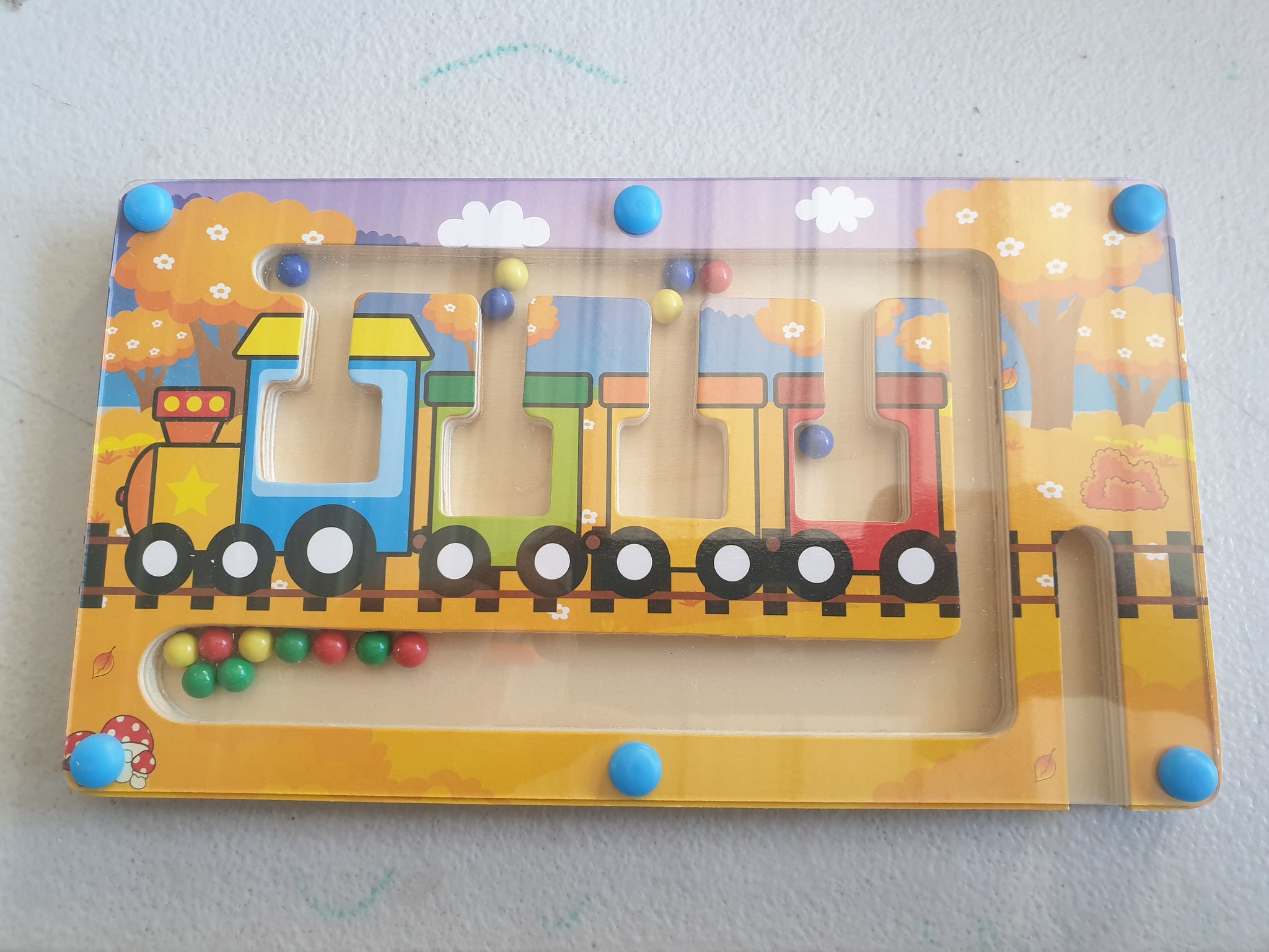 Train Magnetic Beads Pen Sliding Colour Number Sorting Board | HAPPY GUMNUT