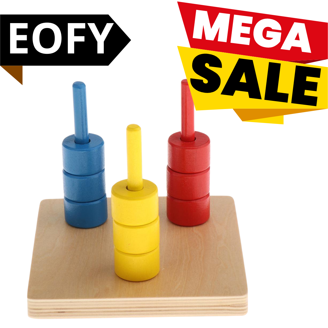 Montessori Colour Discs On Three Vertical Dowels – HAPPY GUMNUT