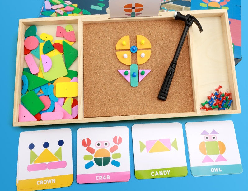Tap a Shape Wooden Hammer Deluxe Nail Board Geometric Shapes Game Toy ...