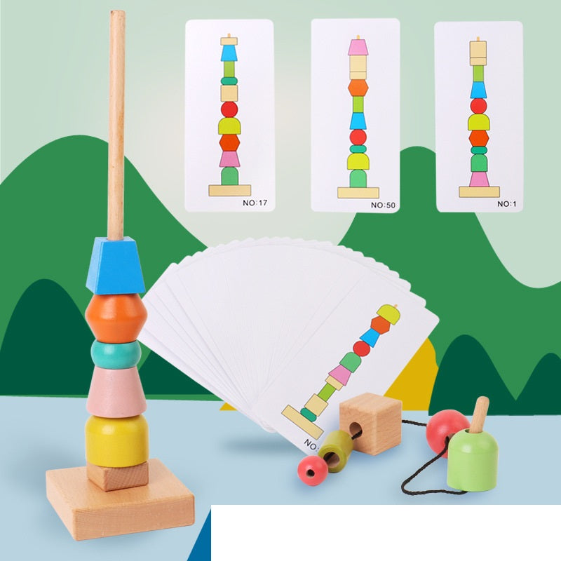 Jumbo Beads Sequencing One Pillar Shape Stacker With Flash Cards and T ...