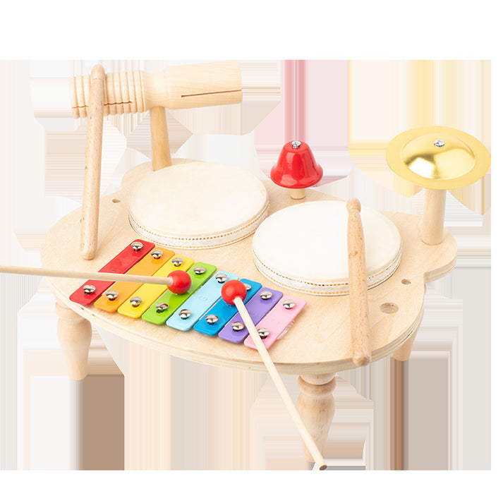 Wooden Kids Percussion Music Set with Bell Musical Chime Drum and Xylo ...