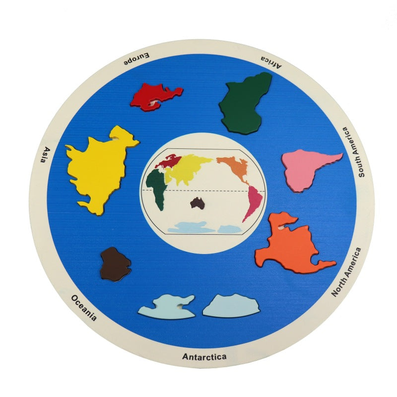 Montessori Wooden World Map Continents Puzzle childcare resources ...