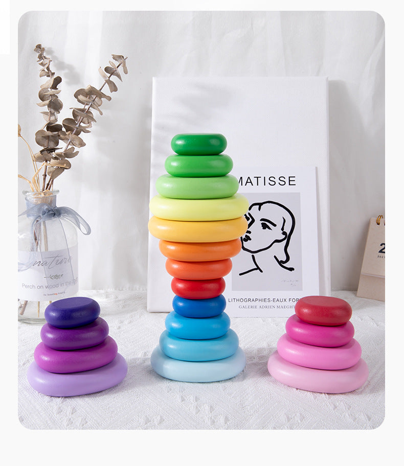 Rainbow Wooden Stacking Pebbles Balancing Stones Toy 20pc – HAPPY GUMNUT