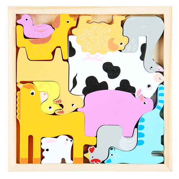 Kids Wooden Farm Animal Puzzle Blocks With Tray – HAPPY GUMNUT