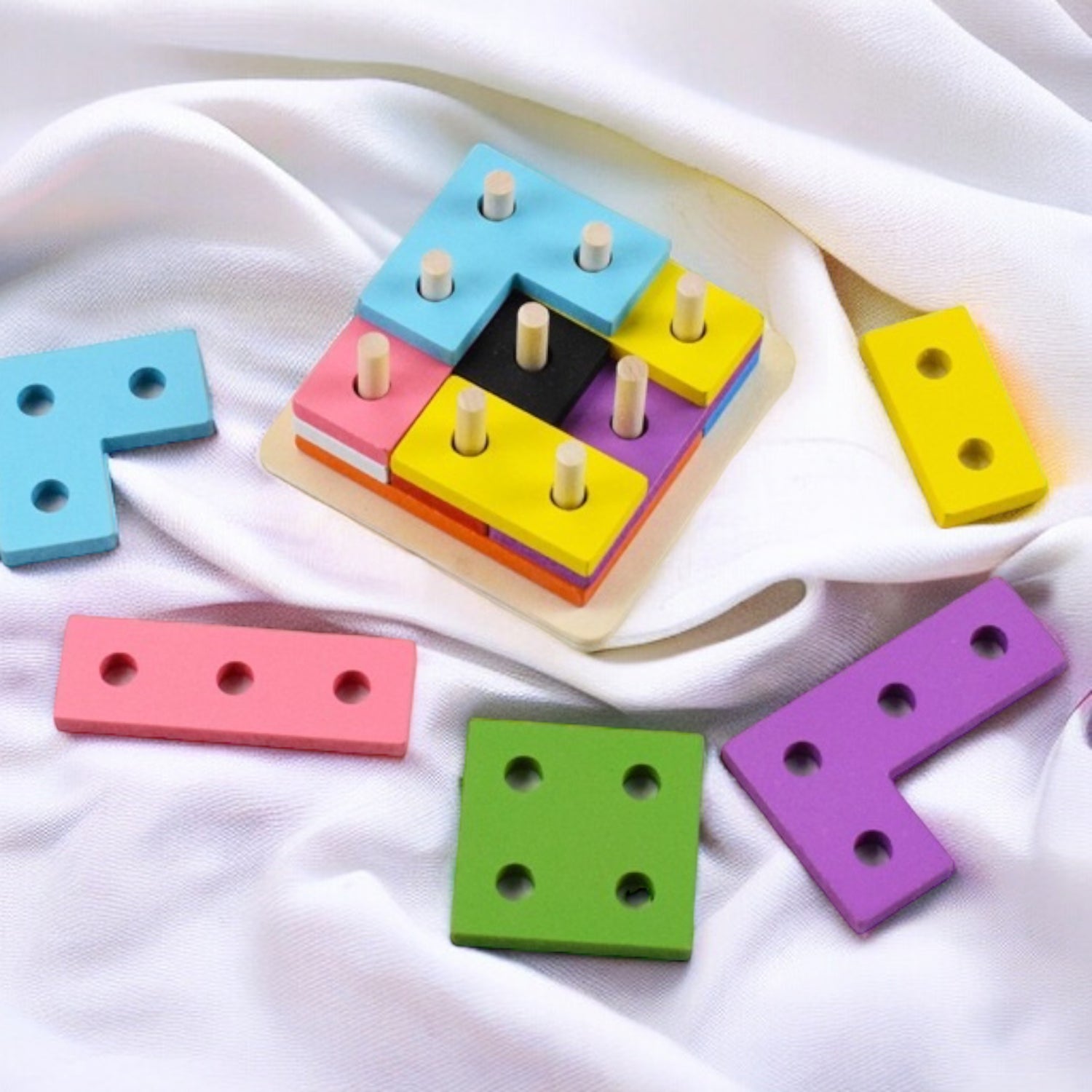 Wooden Colourful Geometric Shape Stacker Puzzle | HAPPY GUMNUT