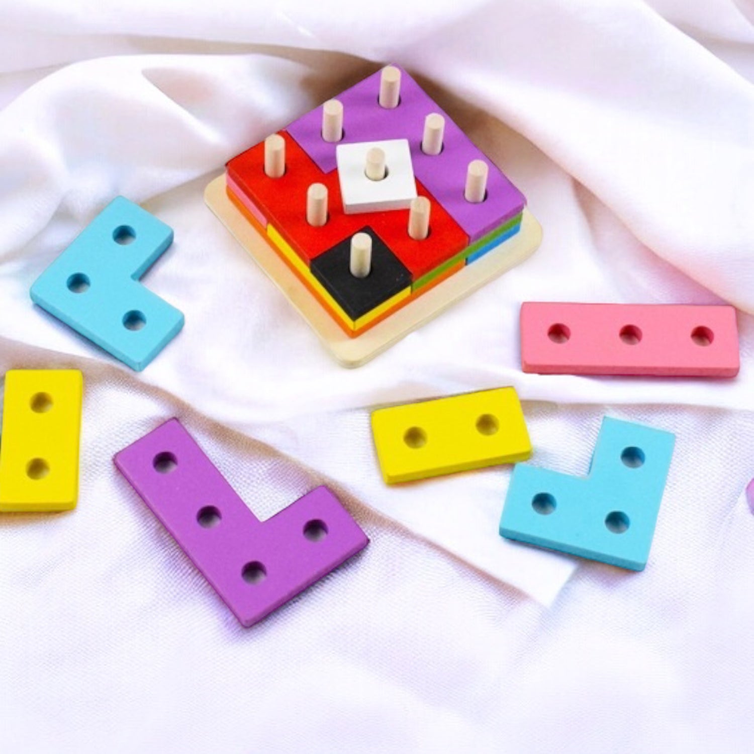 Wooden Colourful Geometric Shape Stacker Puzzle | HAPPY GUMNUT