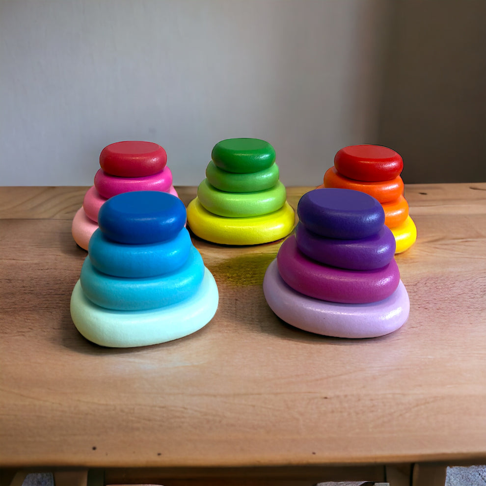 Rainbow Wooden Stacking Pebbles Balancing Stones Toy 20pc – HAPPY GUMNUT