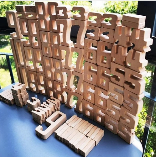 Large Teaching Wooden Number Sum Blocks KIDS Learning Maths Counting 1 ...