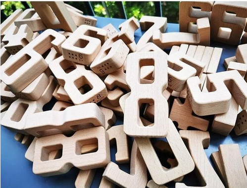 Large Teaching Wooden Number Sum Blocks KIDS Learning Maths Counting 1 ...