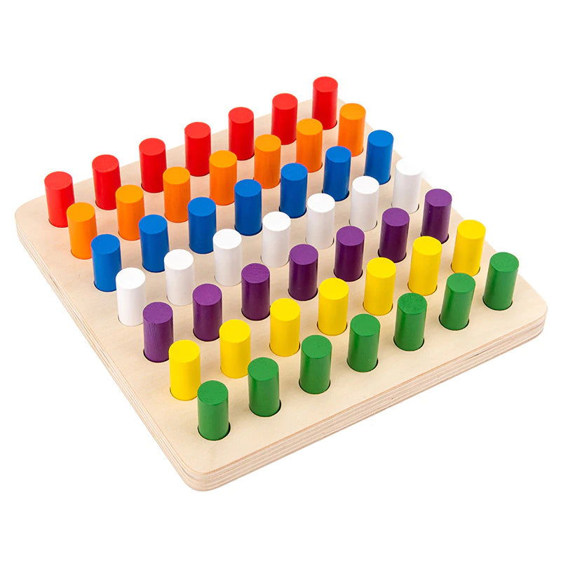 Wooden Montessori Rainbow Peg Board Educational Toy HAPPY GUMNUT Wooden Montessori Rainbow Peg Board Educational Toy HAPPY GUMNUT