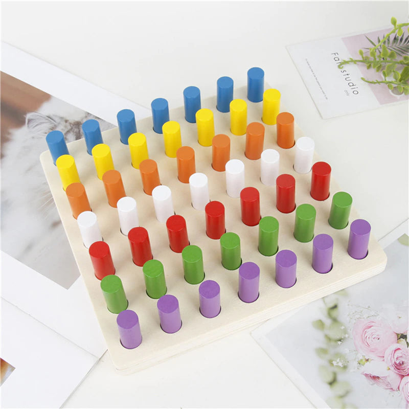 Wooden Montessori Rainbow Peg Board Educational Toy HAPPY GUMNUT Wooden Montessori Rainbow Peg Board Educational Toy HAPPY GUMNUT
