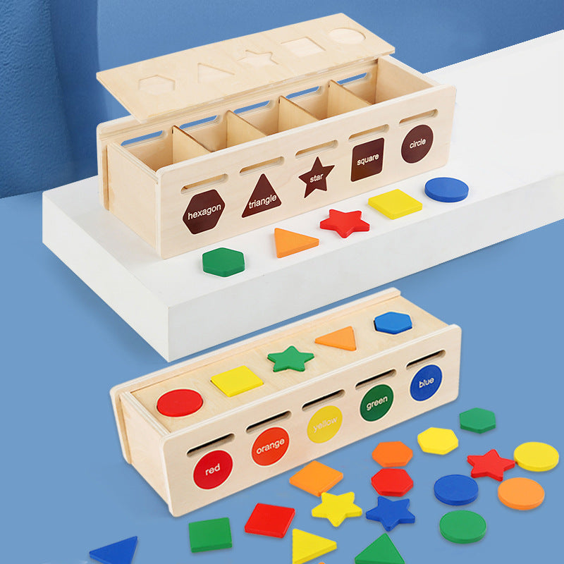 Wooden Category Shape Colour Sorting box Game Montessori inspired Kids ...