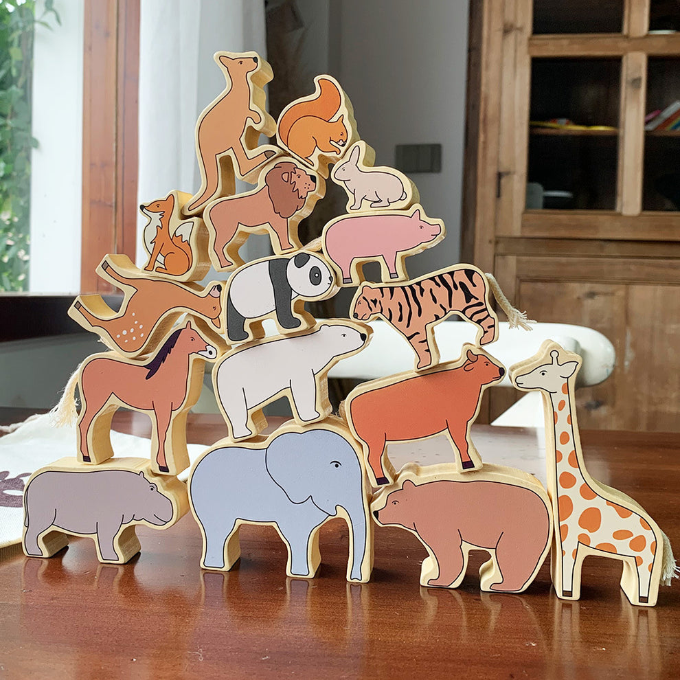 Wooden Zoo Animal Blocks Stacking Balancing Toy Set – HAPPY GUMNUT
