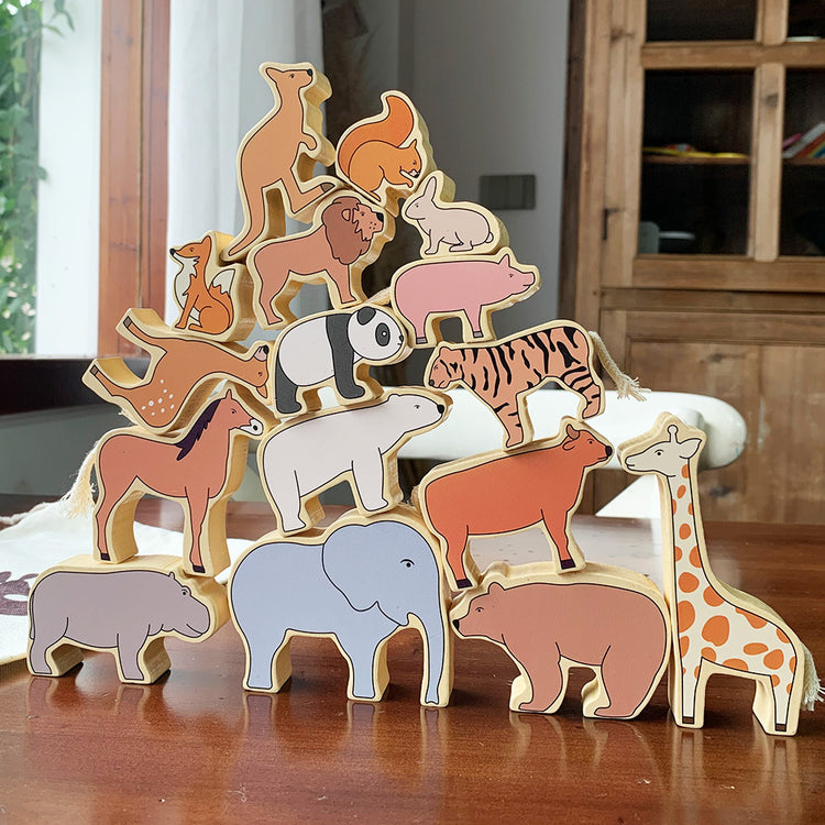 Wooden Zoo Animal Blocks Stacking Balancing Toy Set | HAPPY GUMNUT