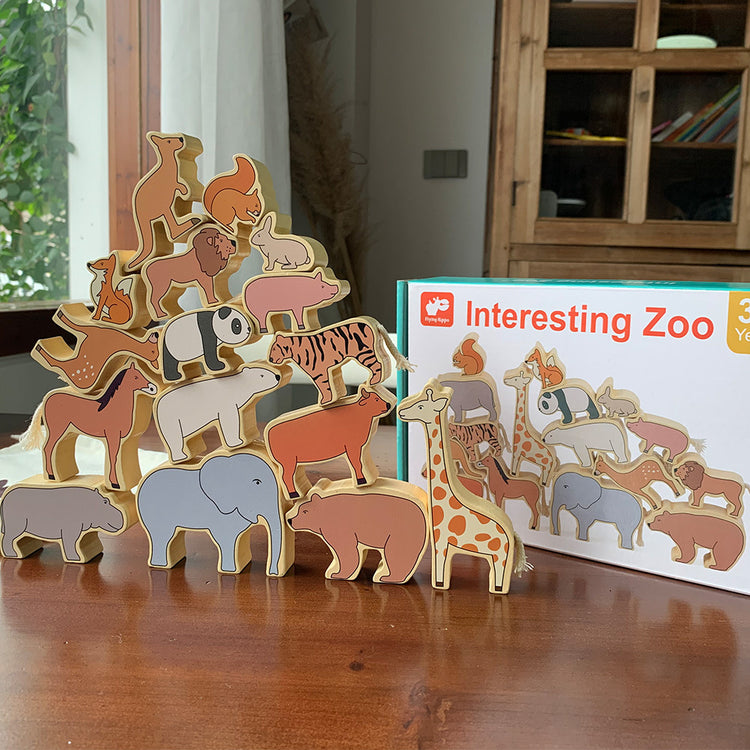 Wooden Zoo Animal Blocks Stacking Balancing Toy Set | HAPPY GUMNUT